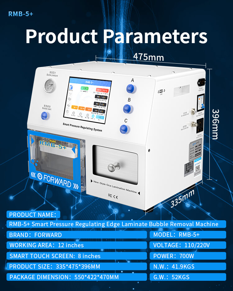 RMB-5 Plus Smart Pressure Regulating Edge Laminate Bubble Removal Mach ...